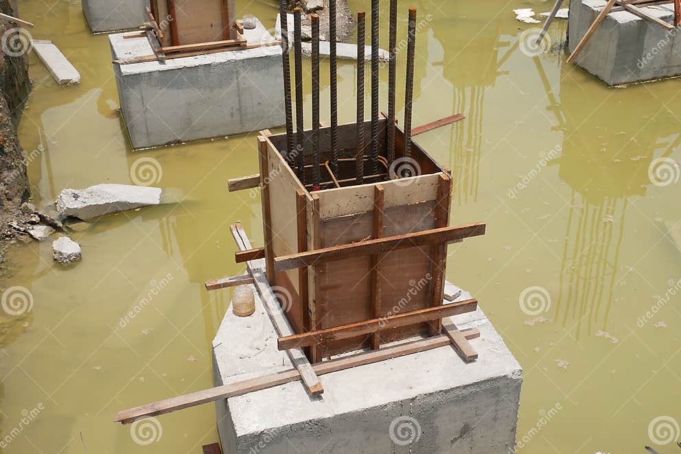 Pile Cap and Column Stump Under Construction at the Construction Site ...
