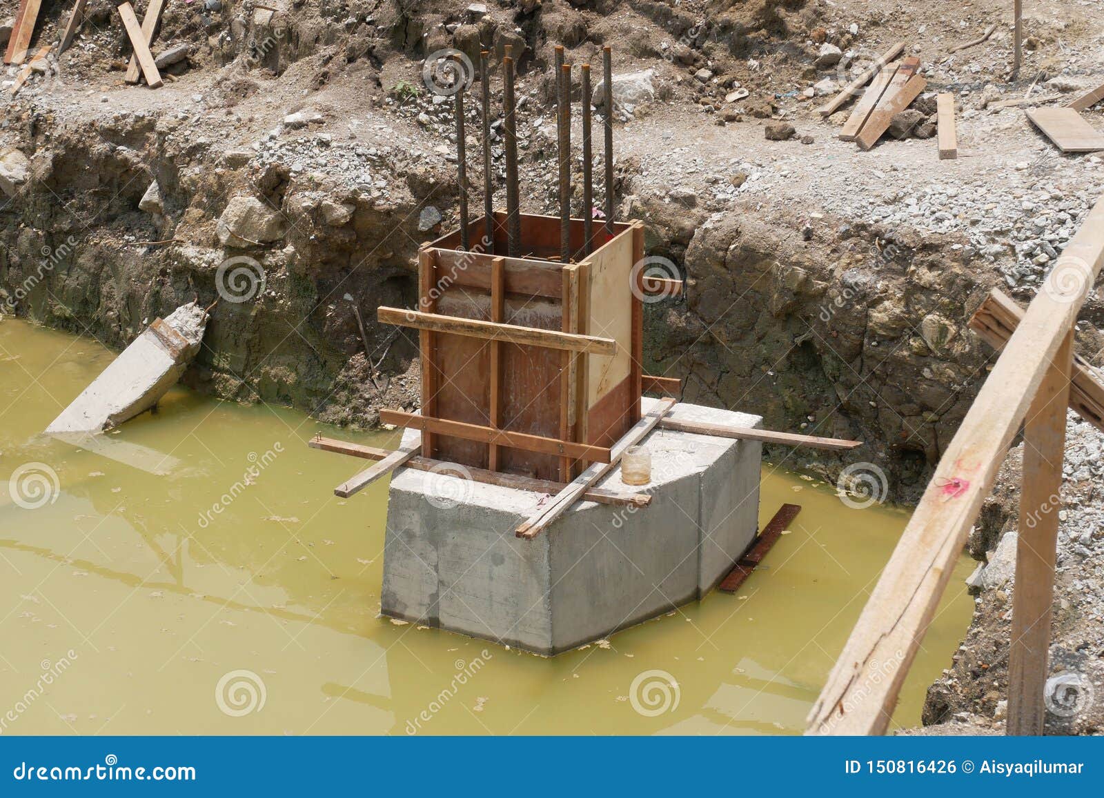 Pile Cap and Column Stump Under Construction at the Construction Site ...
