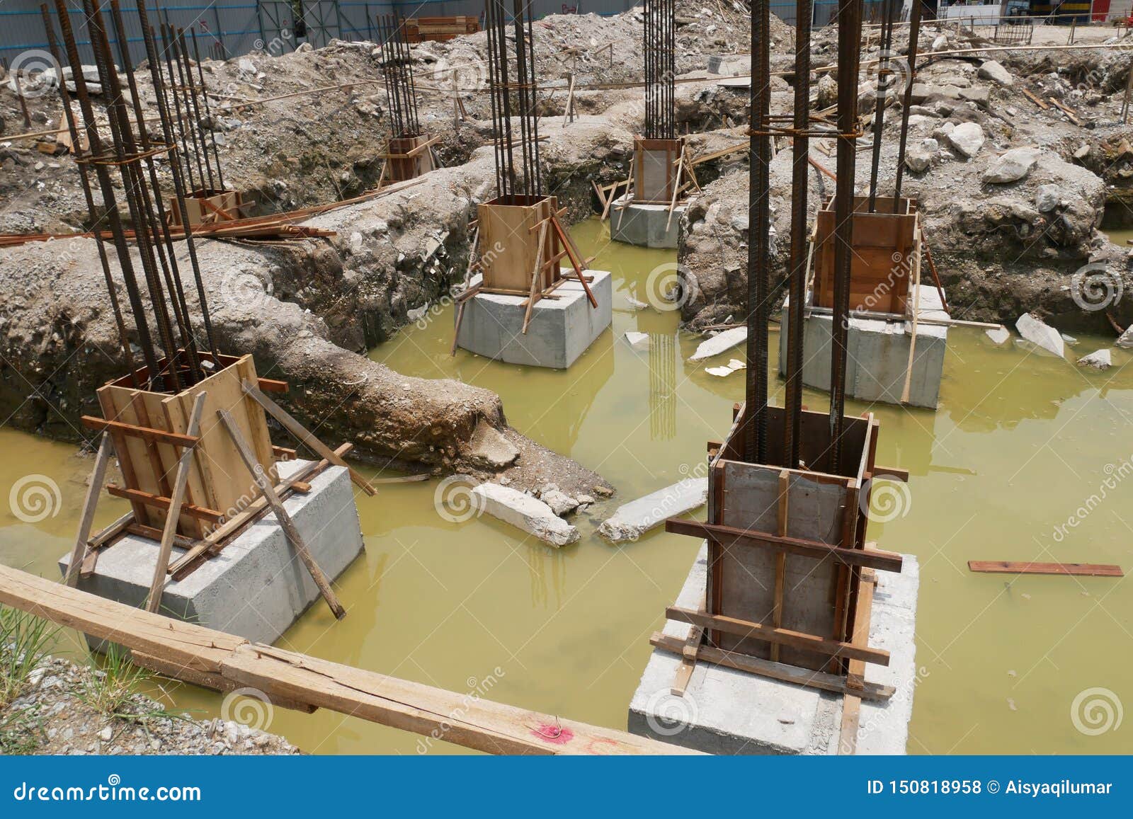 Pile Cap and Column Stump Under Construction at the Construction Site ...