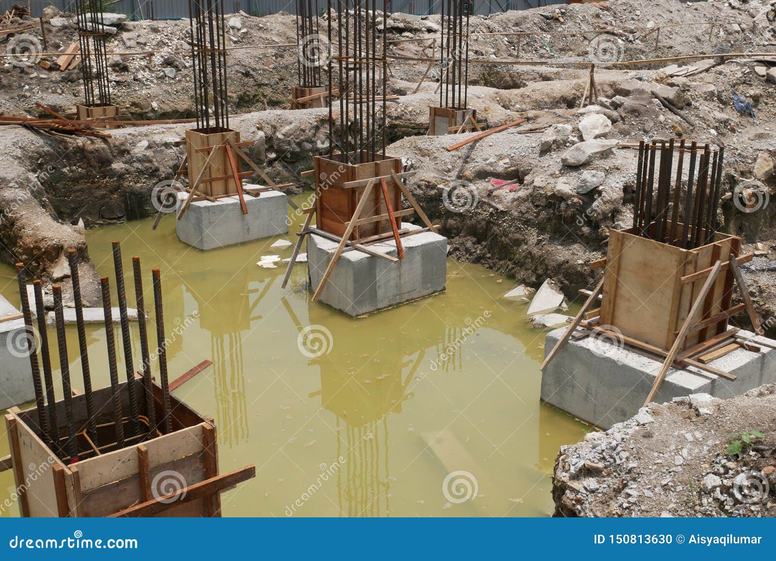 Pile Cap and Column Stump Under Construction at the Construction Site ...