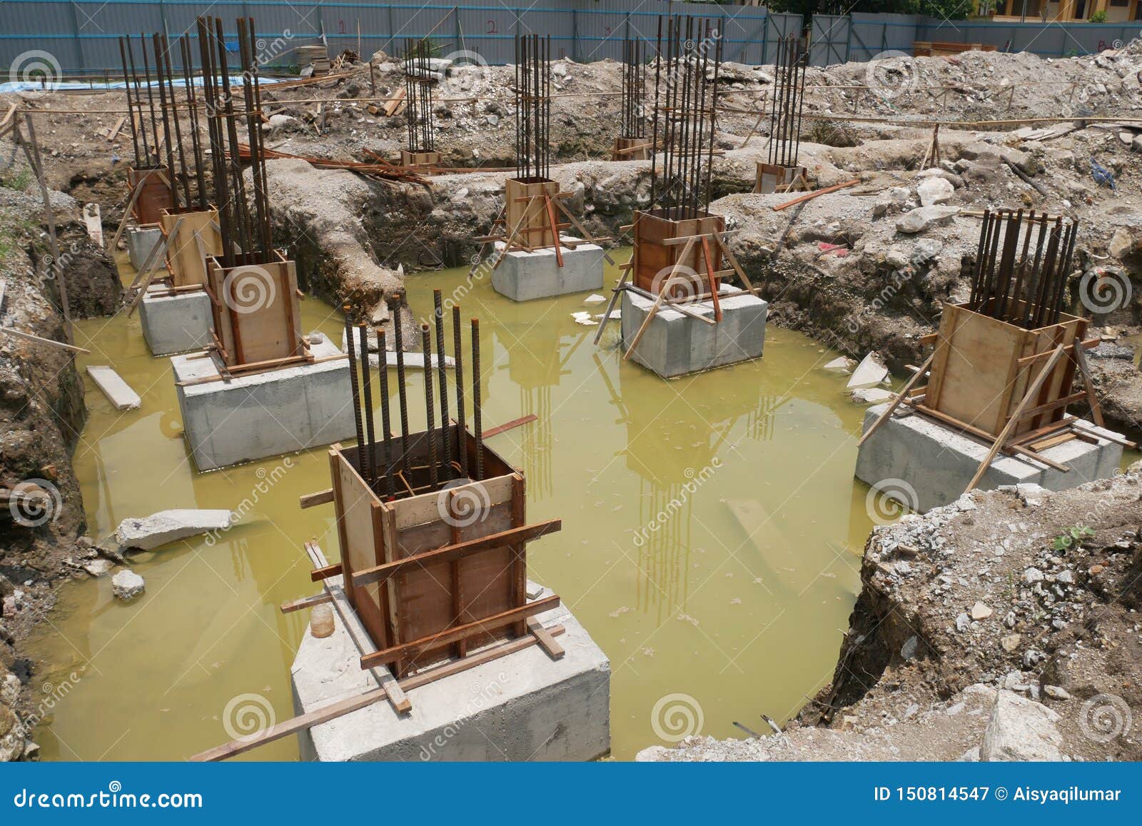 Pile Cap and Column Stump Under Construction at the Construction Site ...