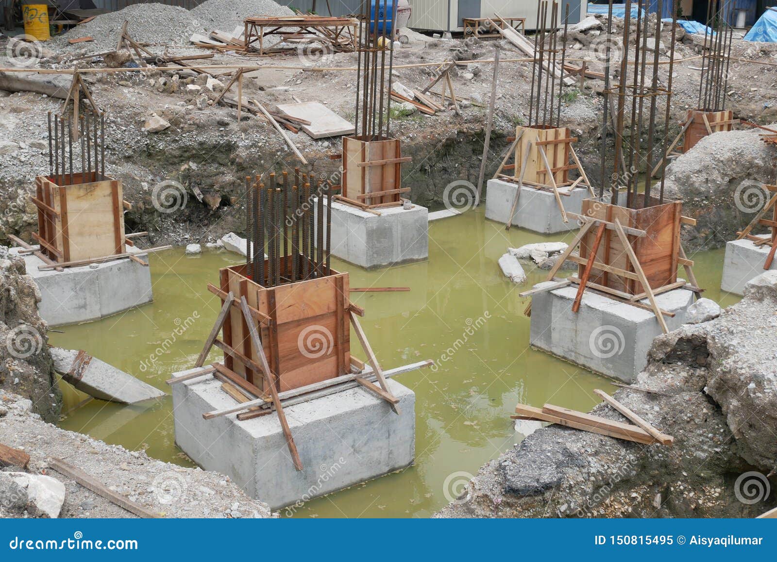 Pile Cap and Column Stump Under Construction at the Construction Site ...