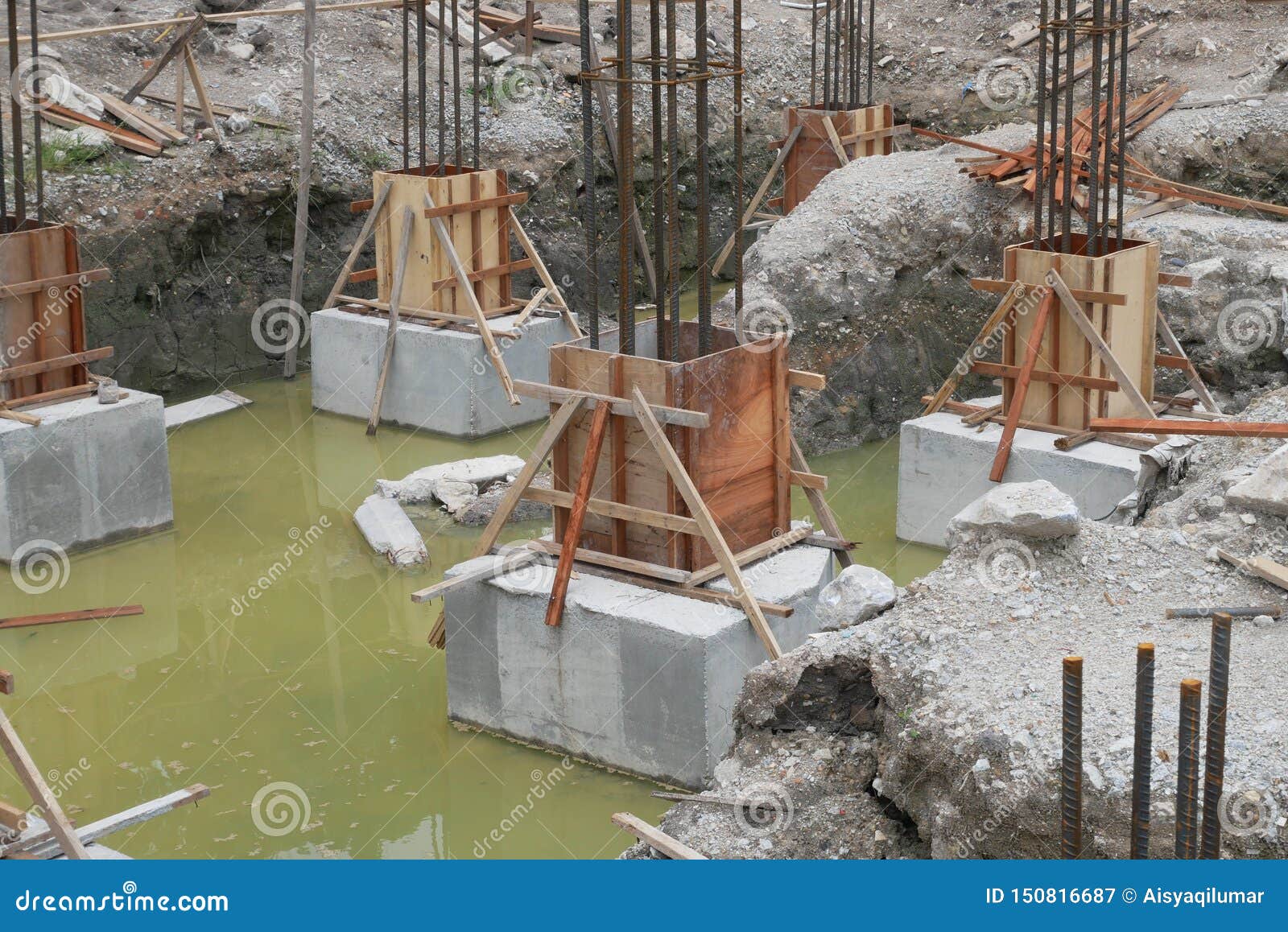 Pile Cap and Column Stump Under Construction at the Construction Site ...