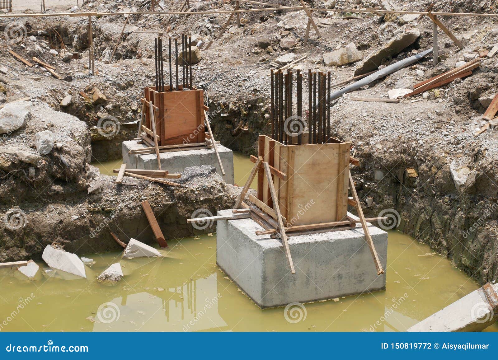 Pile Cap and Column Stump Under Construction at the Construction Site ...