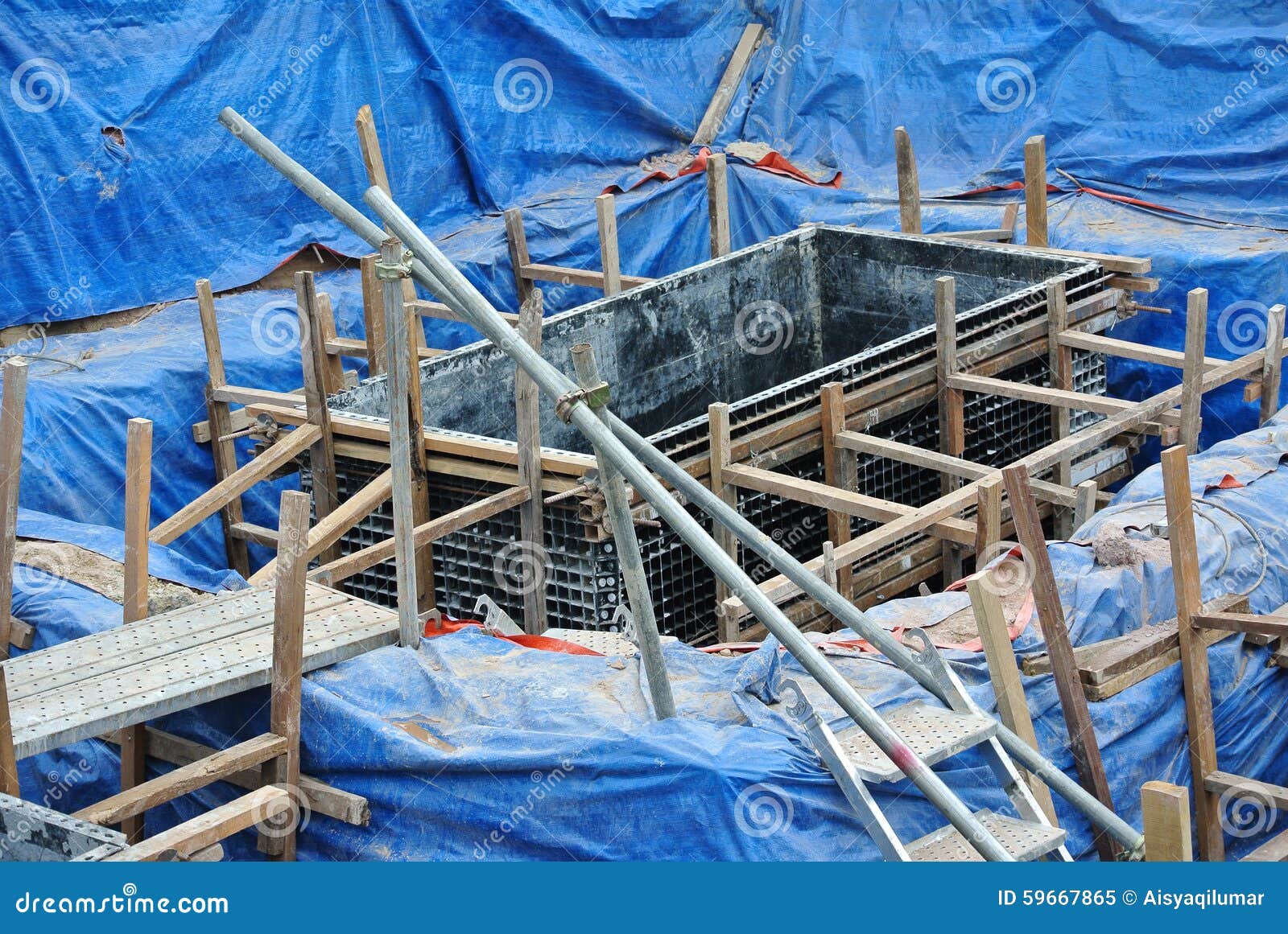 Pile Cap Formwork Made from Polymer at the Construction Site. Stock ...