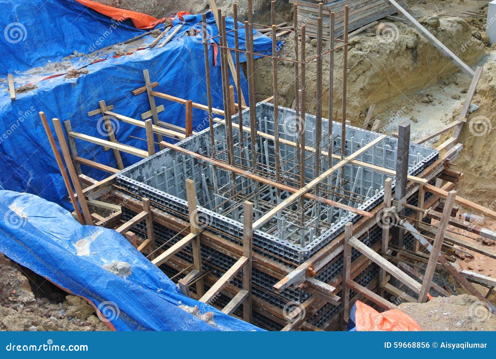Pile Cap Formwork Made from Polymer at the Construction Site. Stock ...