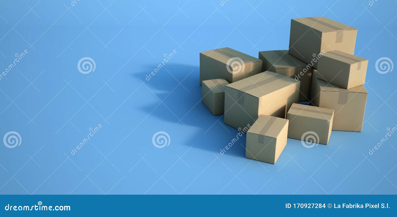 Pile of Cardboard Boxes on Blue Background Stock Illustration ...