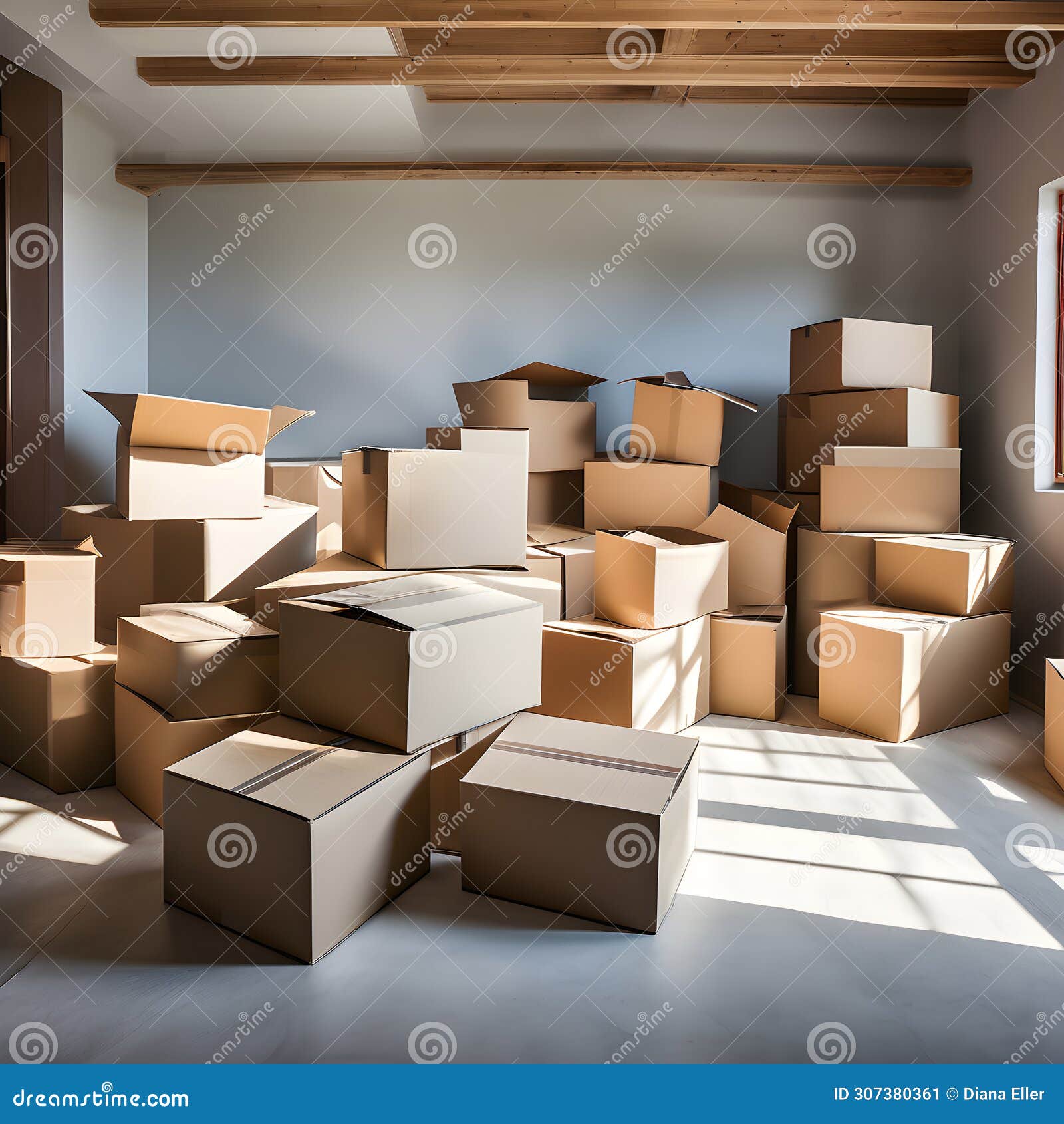Pile of Cardboard Boxes in Empty Floor Stock Illustration ...