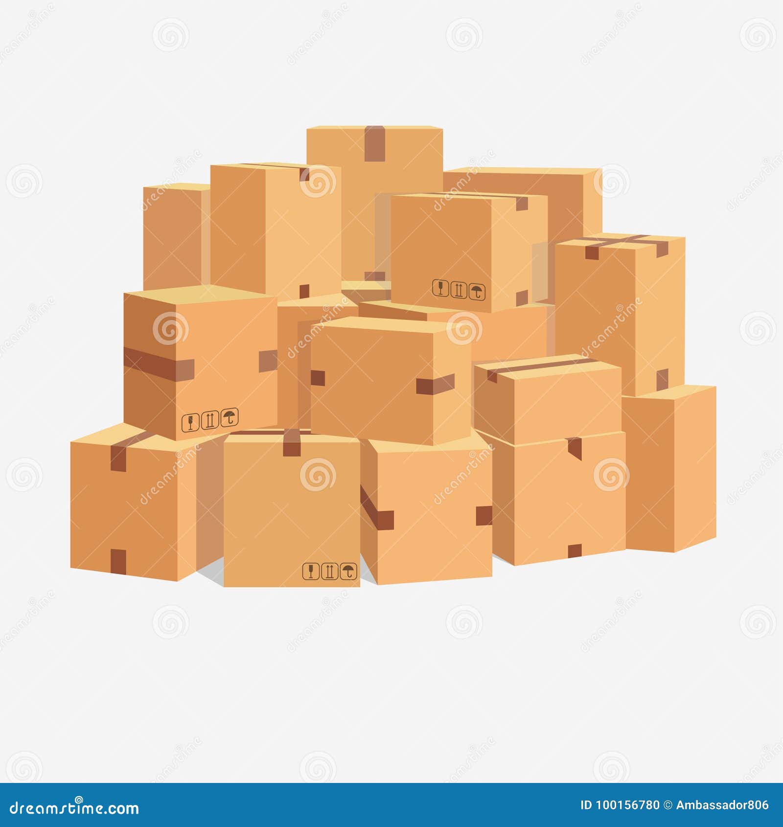Pile of Cardboard Boxes, Stacked Sealed Goods. Vector Stock Vector ...
