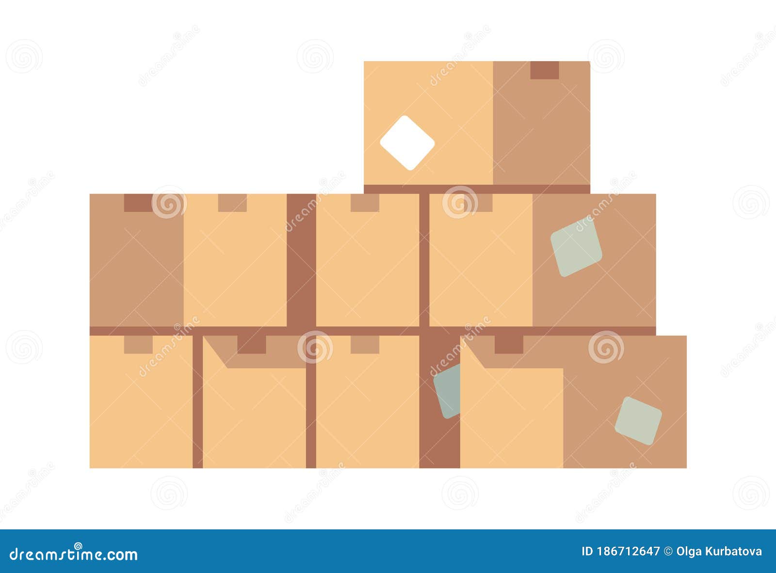 Pile of Cardboard Boxes. Stacked Sealed Various Packing of Goods Vector ...