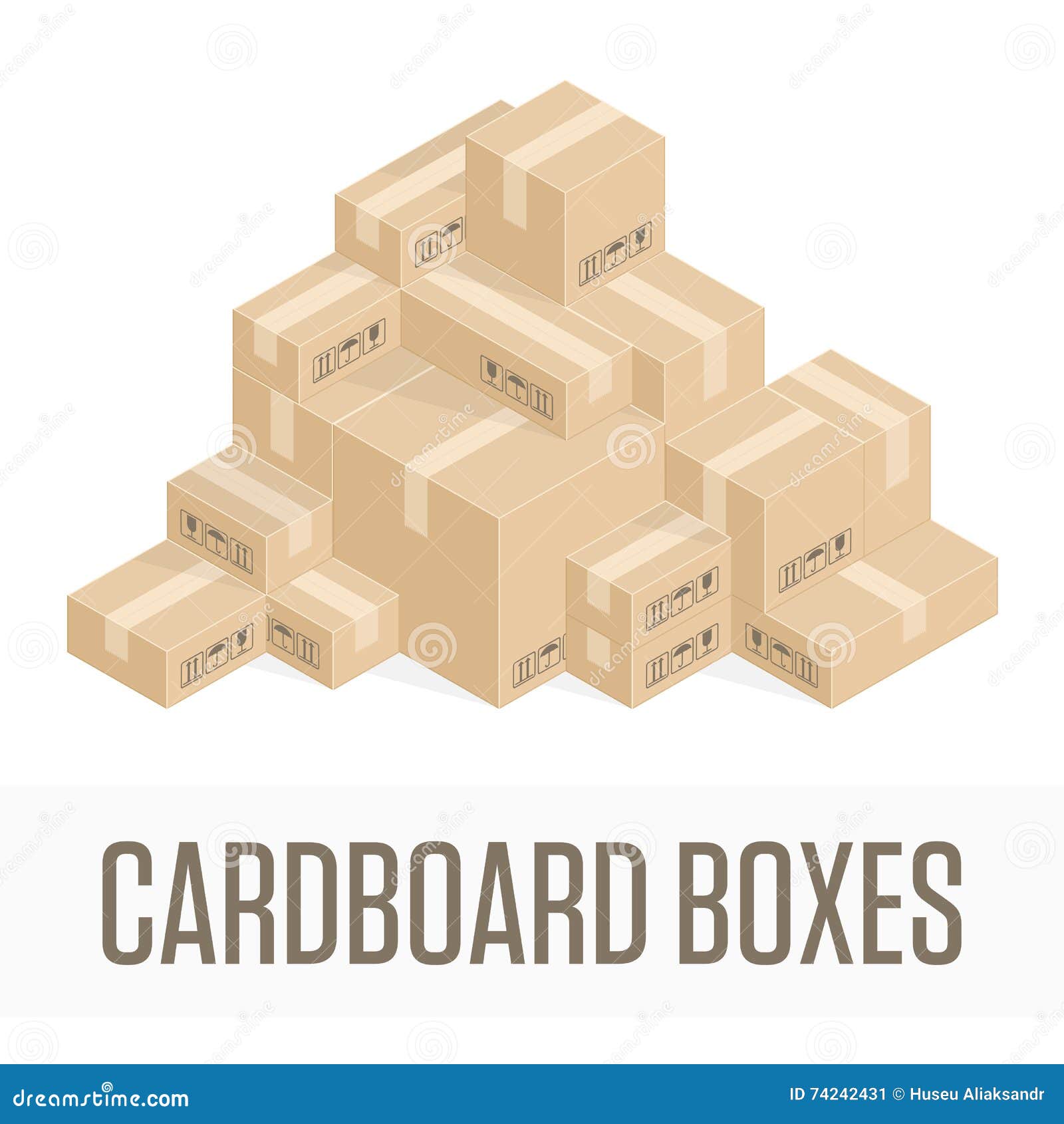 Pile cardboard boxes stock vector. Illustration of heap - 74242431