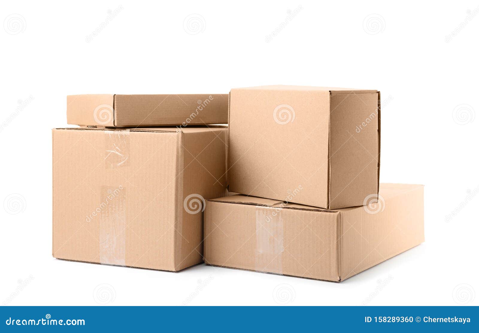 Pile of Cardboard Boxes on White Stock Photo - Image of group ...