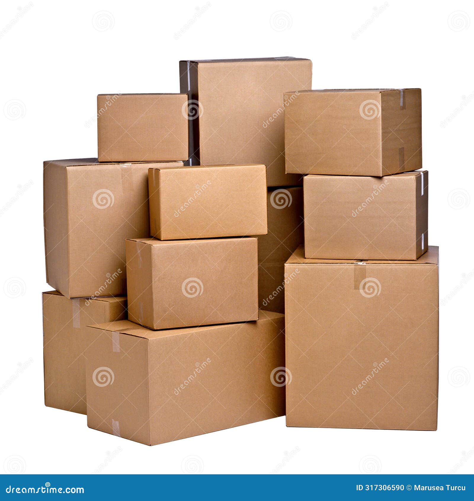 Pile of Cardboard Boxes on White Background Stock Photo - Image of ...