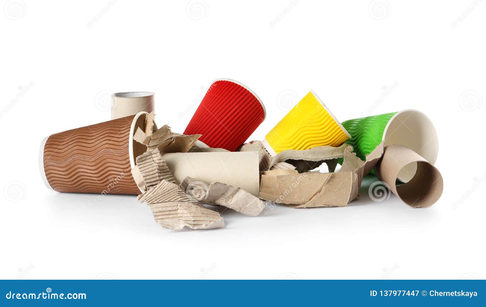 Pile of Cardboard Garbage on White Background. Stock Image - Image of ...