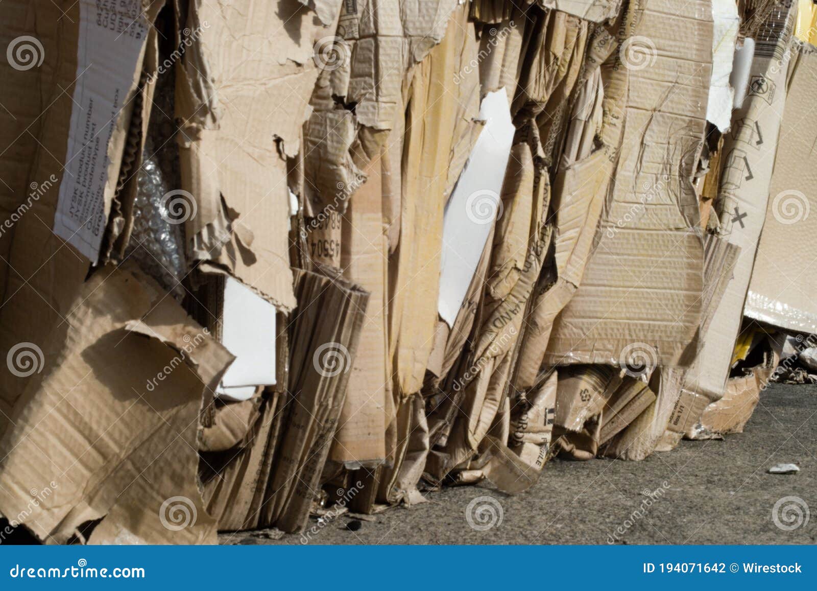 Pile of cardboard waste stock photo. Image of pattern - 194071642