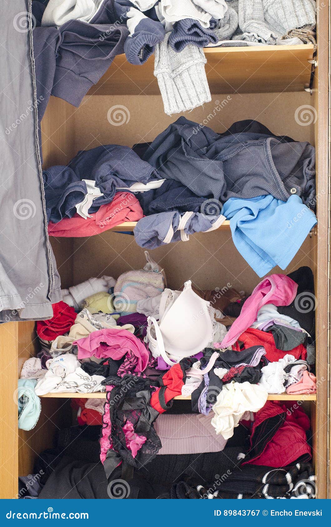 Pile of Carelessly Scattered Clothes in Wardrobe Stock Image - Image of ...