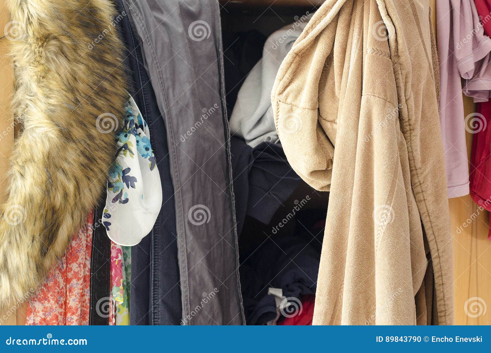 Pile of Carelessly Scattered Clothes in Wardrobe Stock Photo - Image of ...