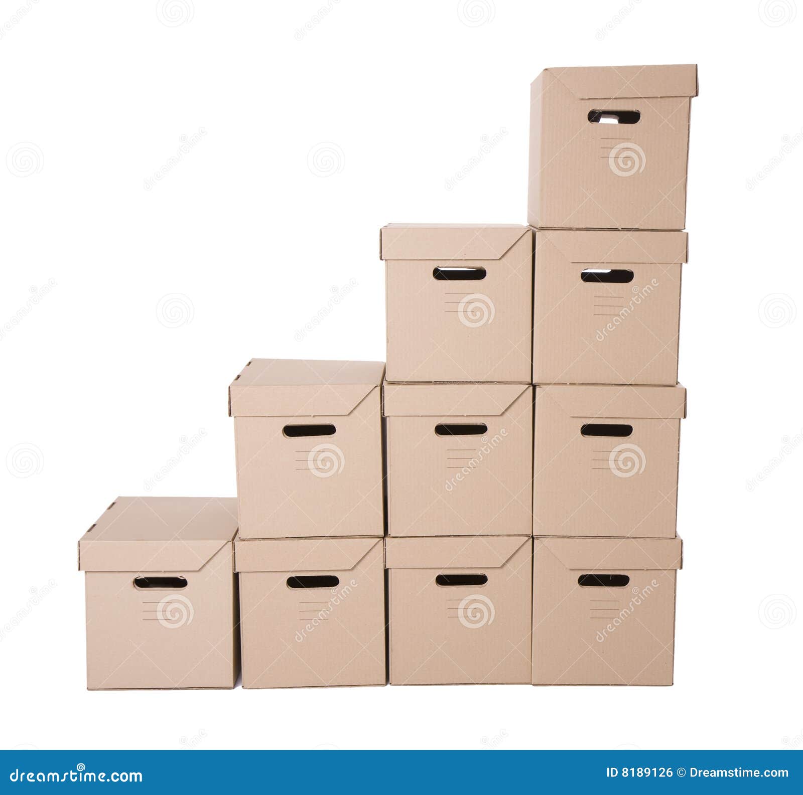 Pile Carton Boxes Setting Stairs Stock Photo - Image of concept, post ...