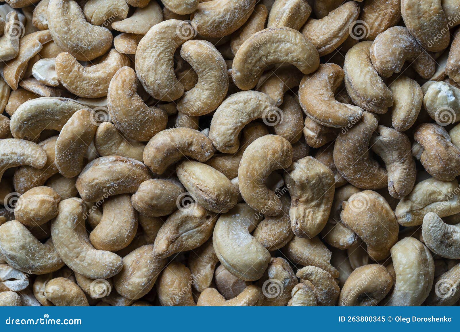 Pile Cashew Nuts without Shell, Closeup, Top View. Whole Nut Kernels ...