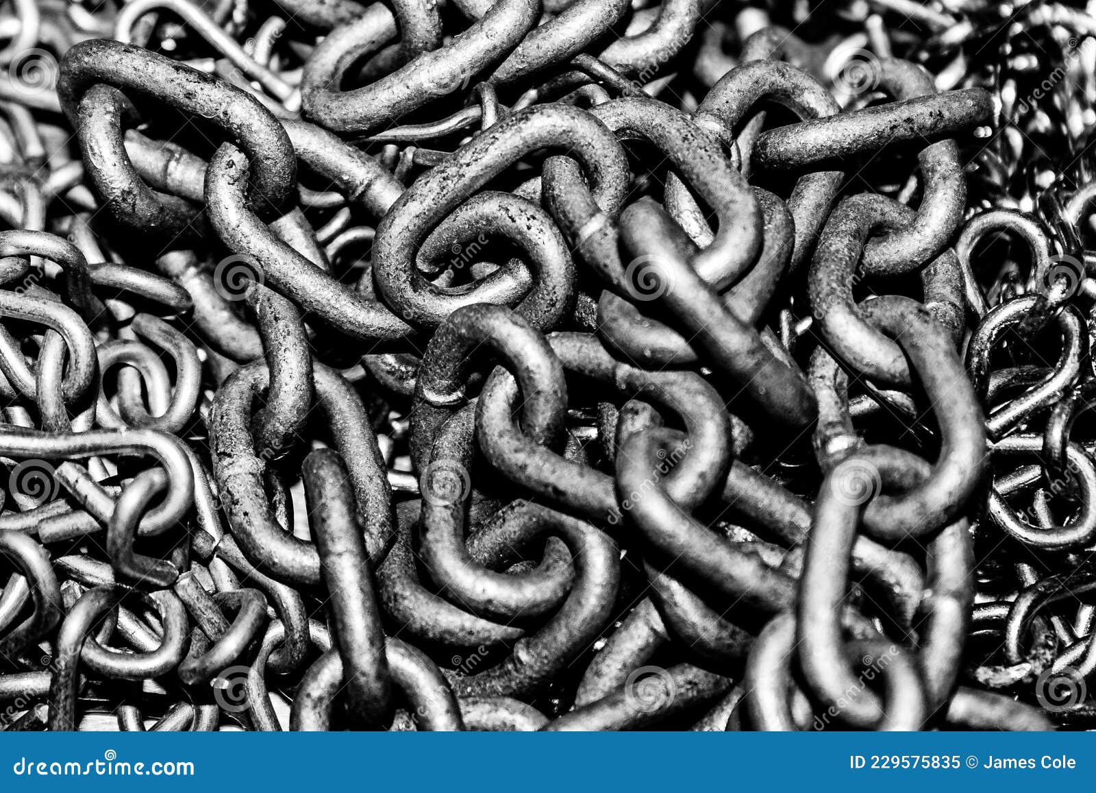 Pile of Chains Linked Together in High Contrast Black and White Stock ...