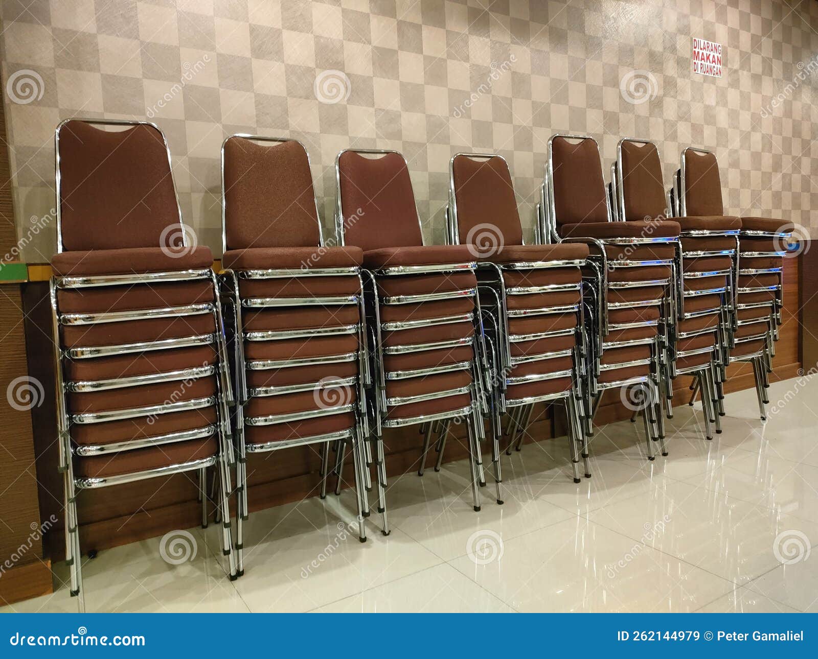Pile of chair in the room stock image. Image of inside - 262144979