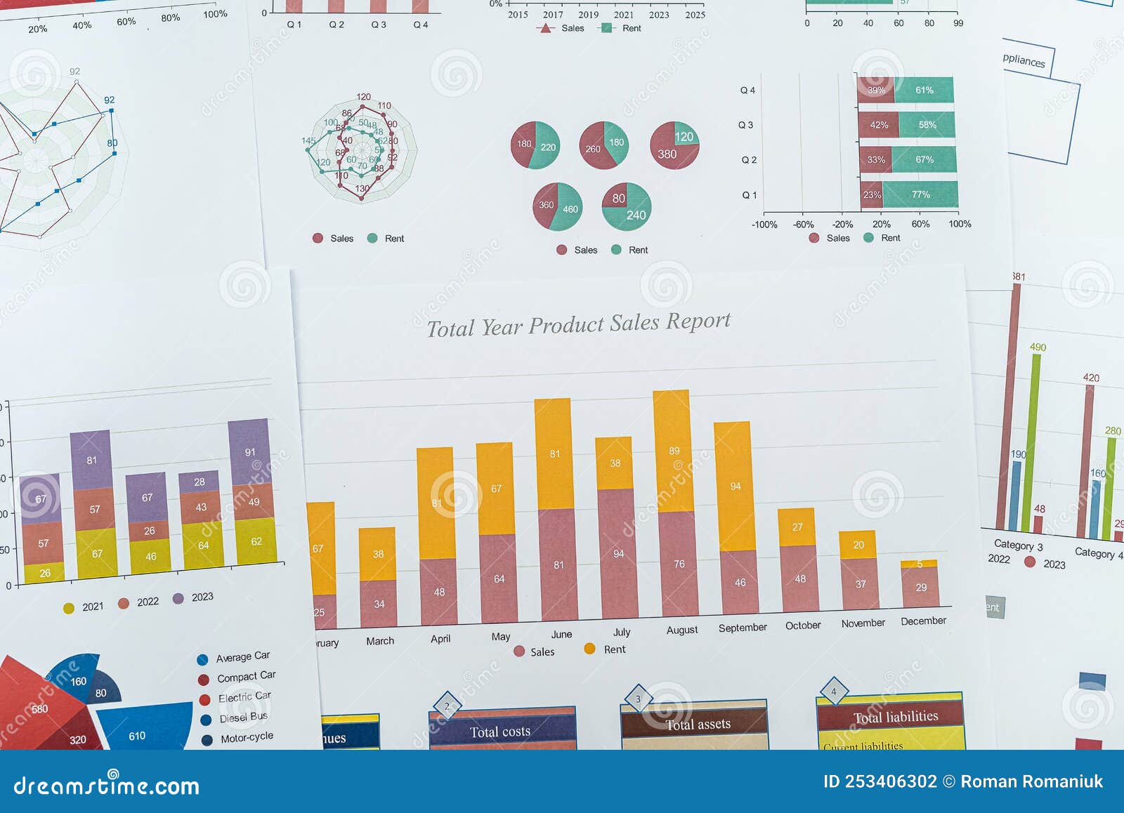 Pile of Chart Graph Paper. Financial Account Statistics Concept Stock ...