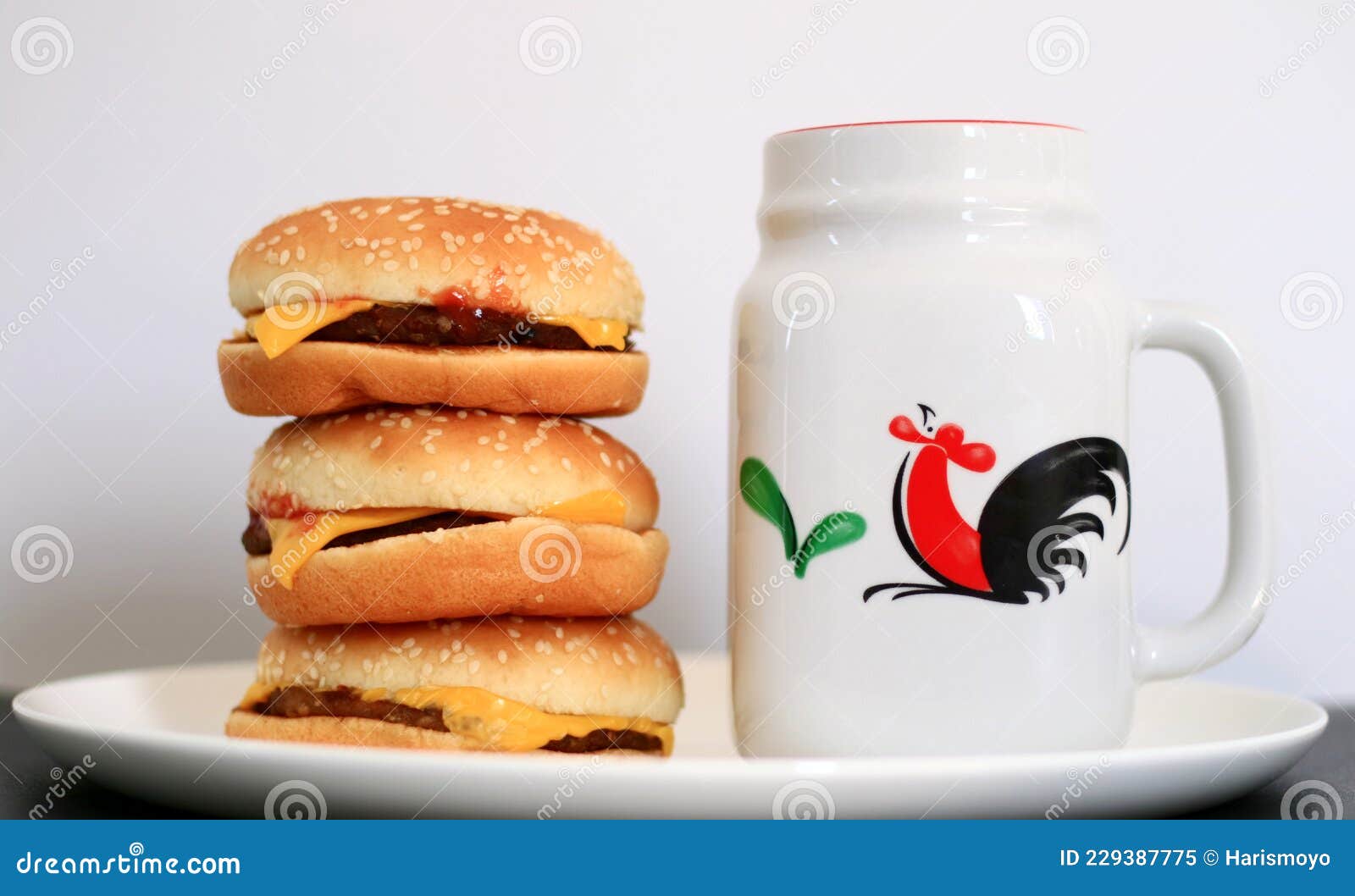 Burger and Coffee stock image. Image of food, glass - 229387775