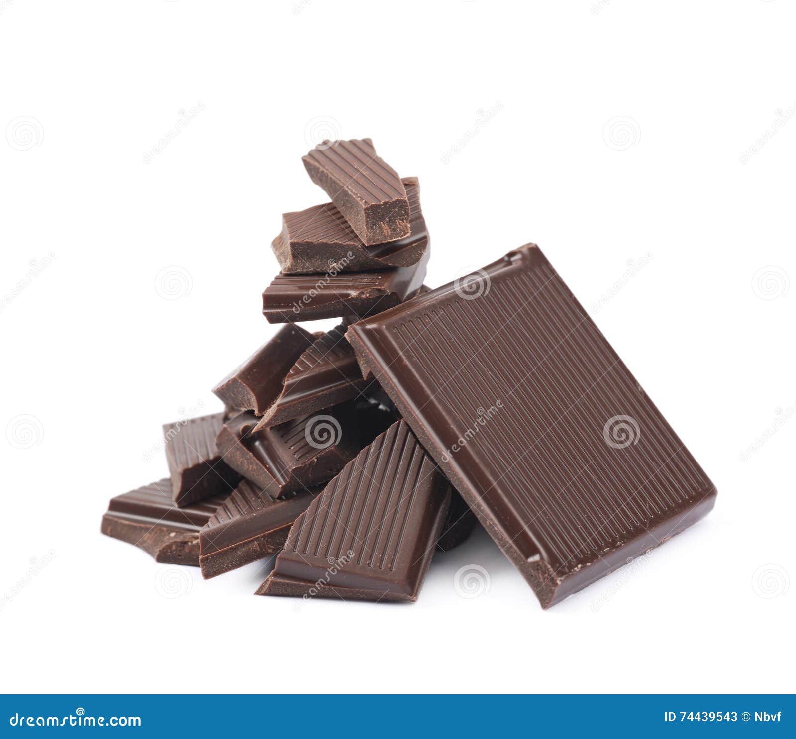 Pile of Chocolate Bar Pieces Isolated Stock Image - Image of ...