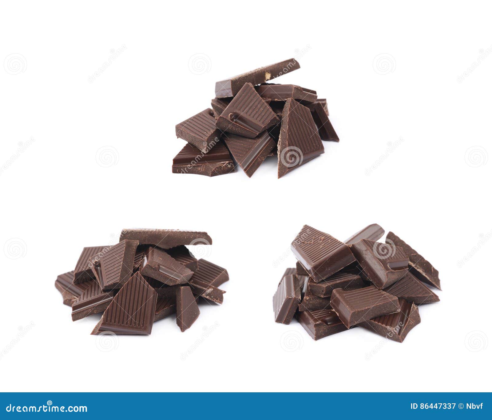 Pile of Chocolate Bar Pieces Isolated Stock Image - Image of closeup ...