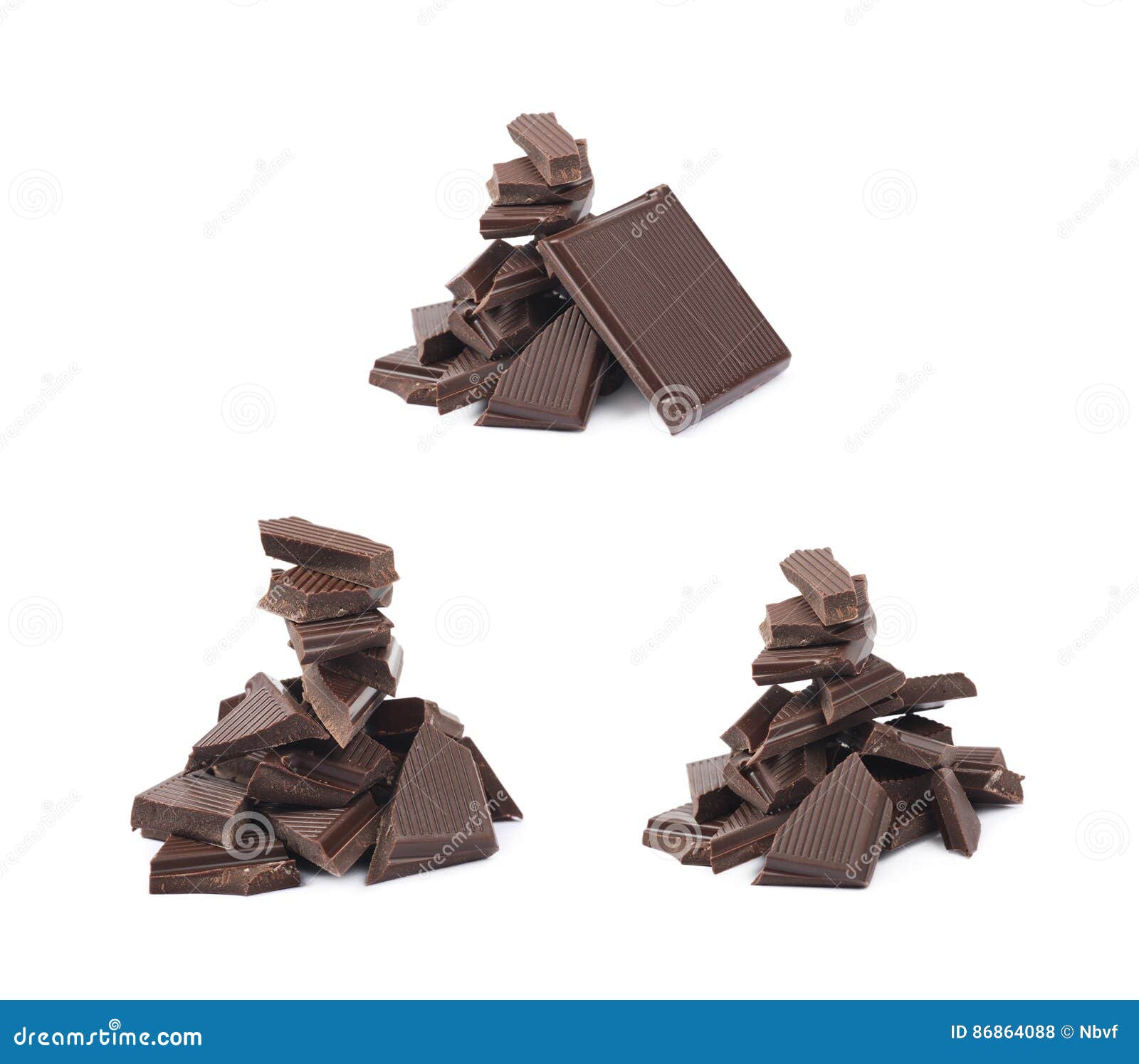 Pile of Chocolate Bar Pieces Isolated Stock Photo - Image of milk ...