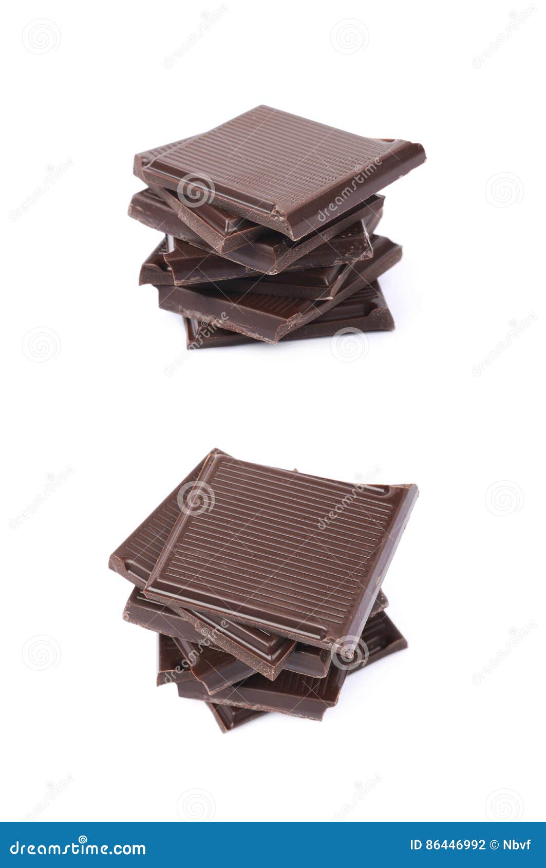 Pile of Chocolate Bar Pieces Isolated Stock Photo - Image of broken ...
