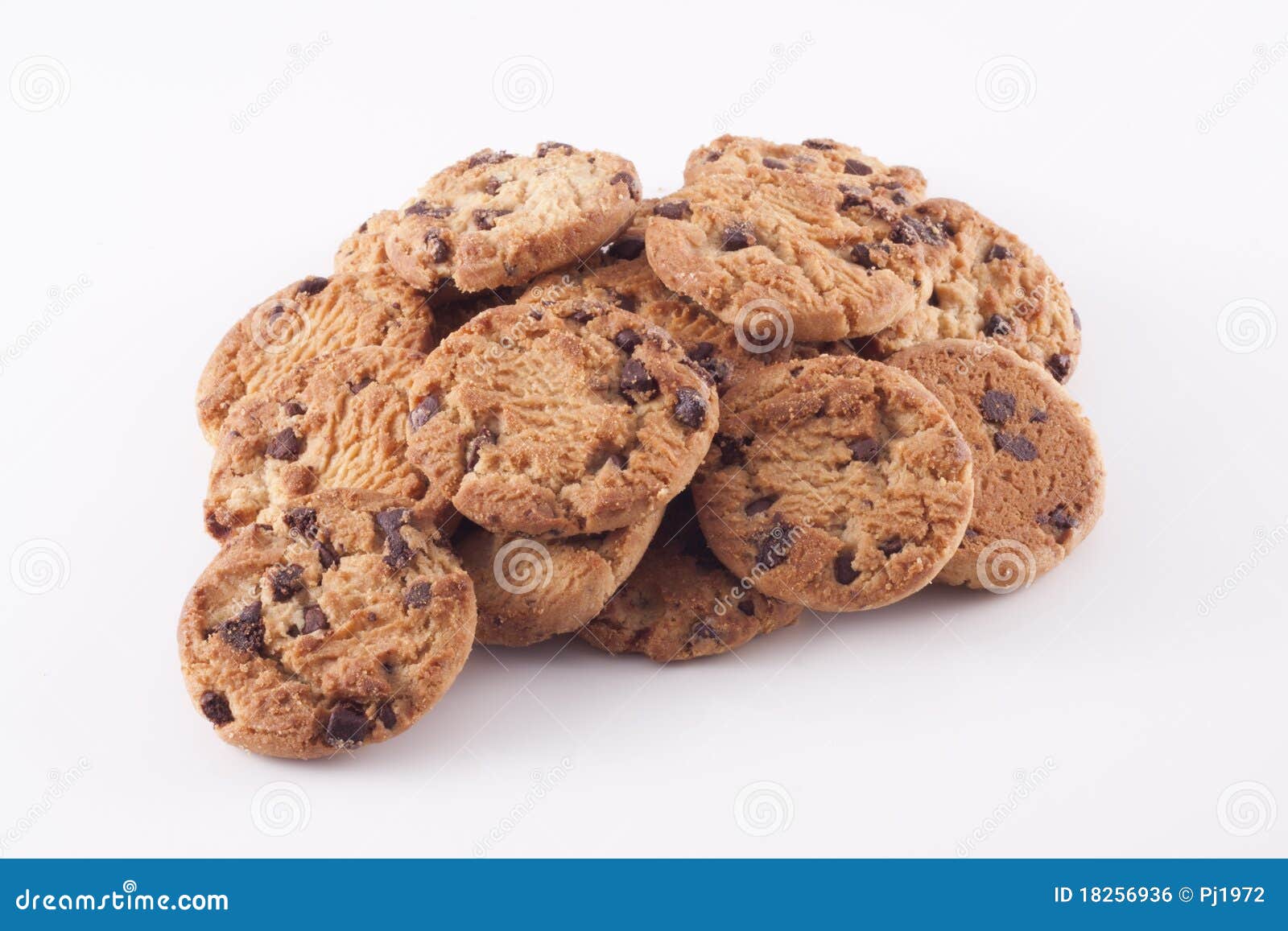 Pile of Chocolate Chip Cookies Stock Photo - Image of brown, baked ...