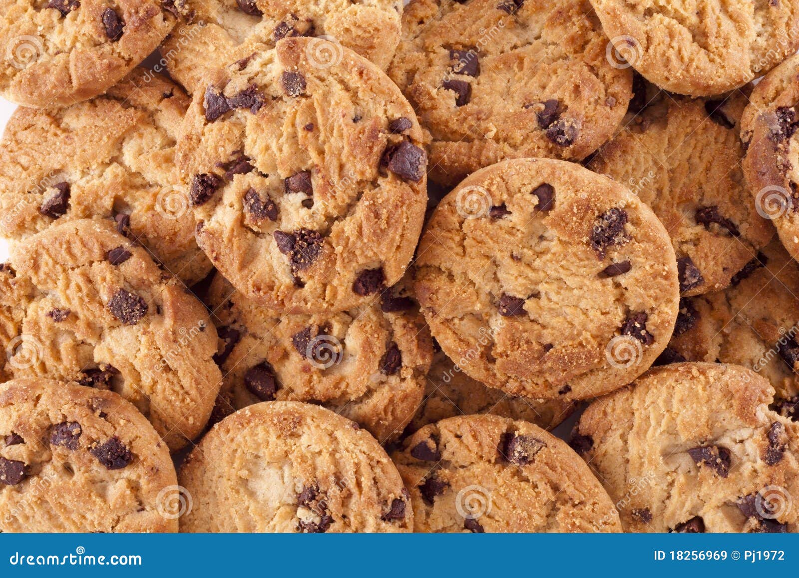 Pile of Chocolate Chip Cookies Stock Image - Image of detail, biscuits ...