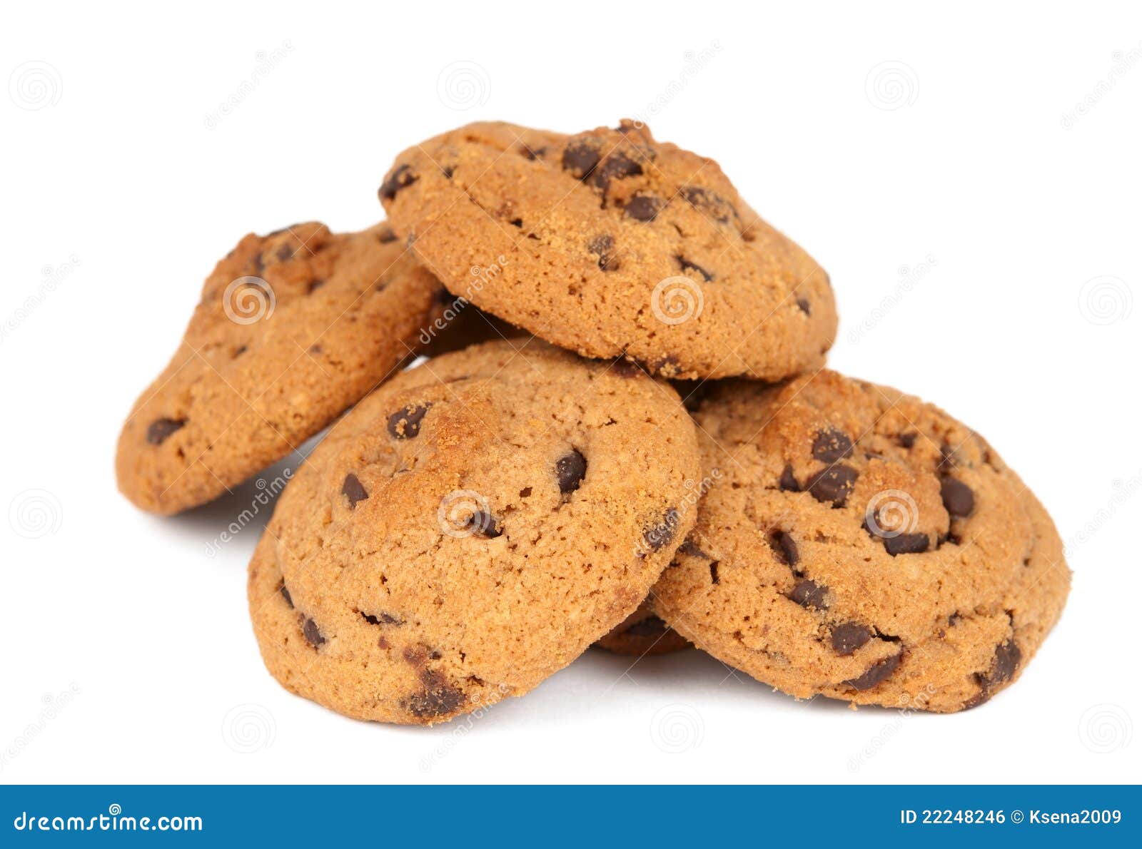 Pile Of Chocolate Chip Cookies Stock Photo - Image of closeup ...