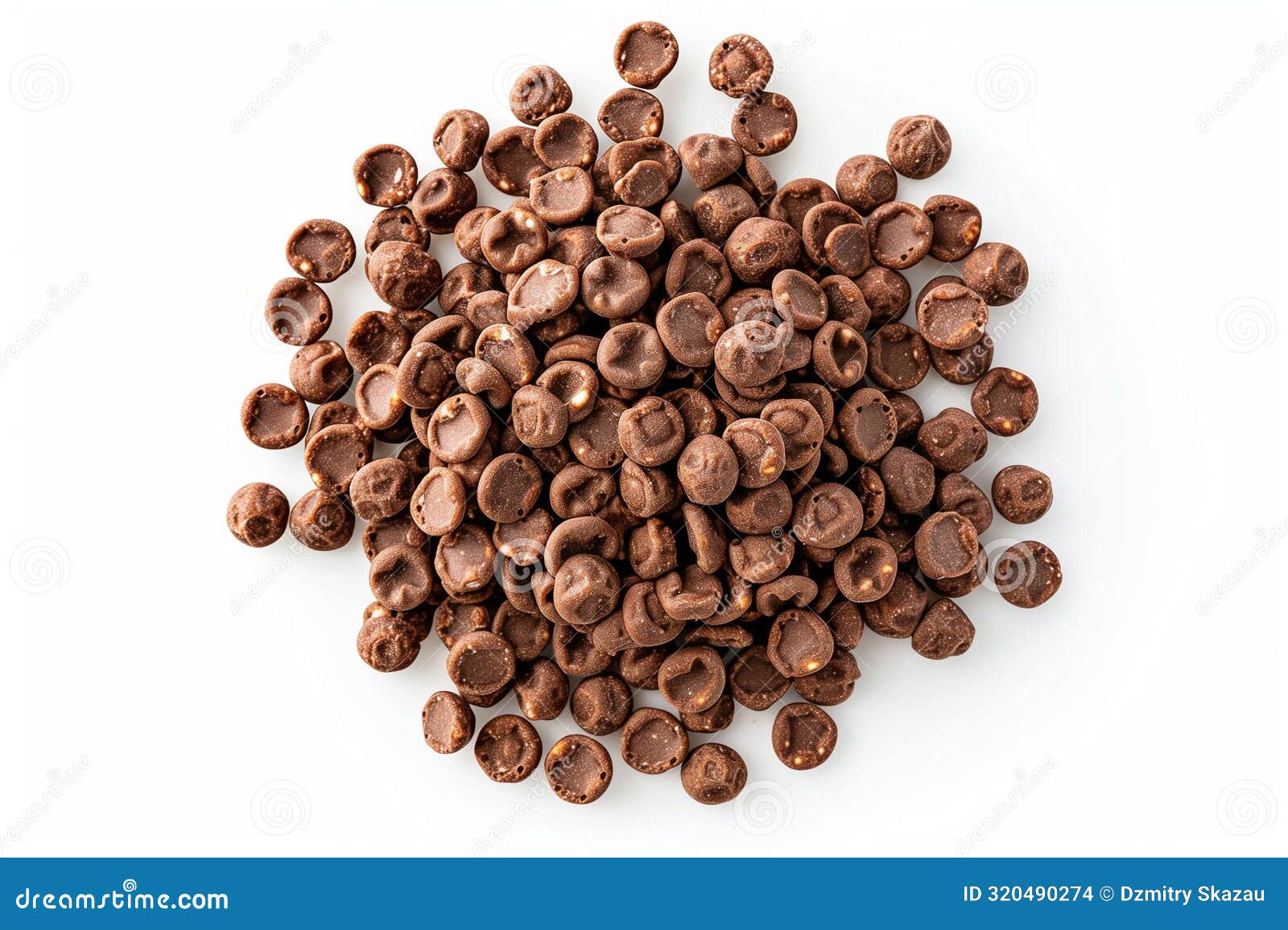 A Pile of Chocolate Chips on a White Surface Stock Photo - Image of ...