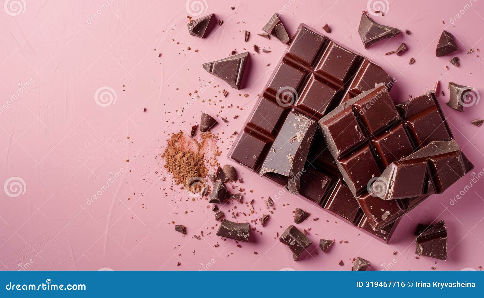 Pile of Chocolate Next To Broken Chocolate Bar Stock Photo - Image of ...