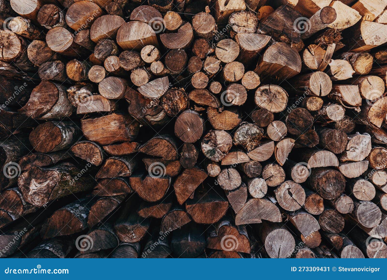 Chopped And Stacked Pile Of Pine And Birch Wood. Texture, Background ...