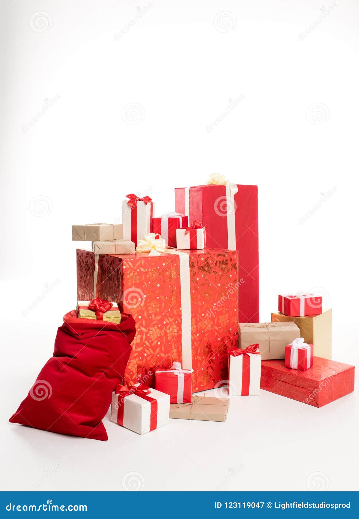 Pile of Christmas gifts stock image. Image of decorating - 123119047