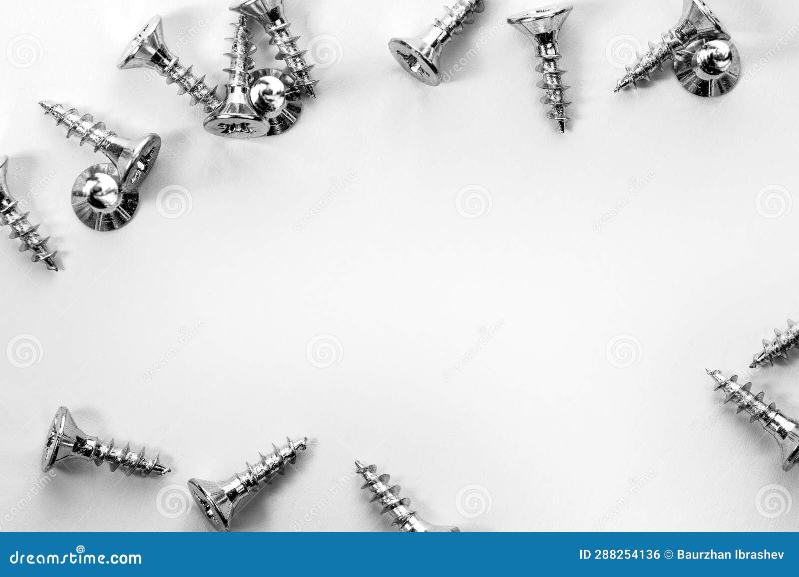 Chrome Screws On The Counter Of A Hardware Store. Background Of The ...