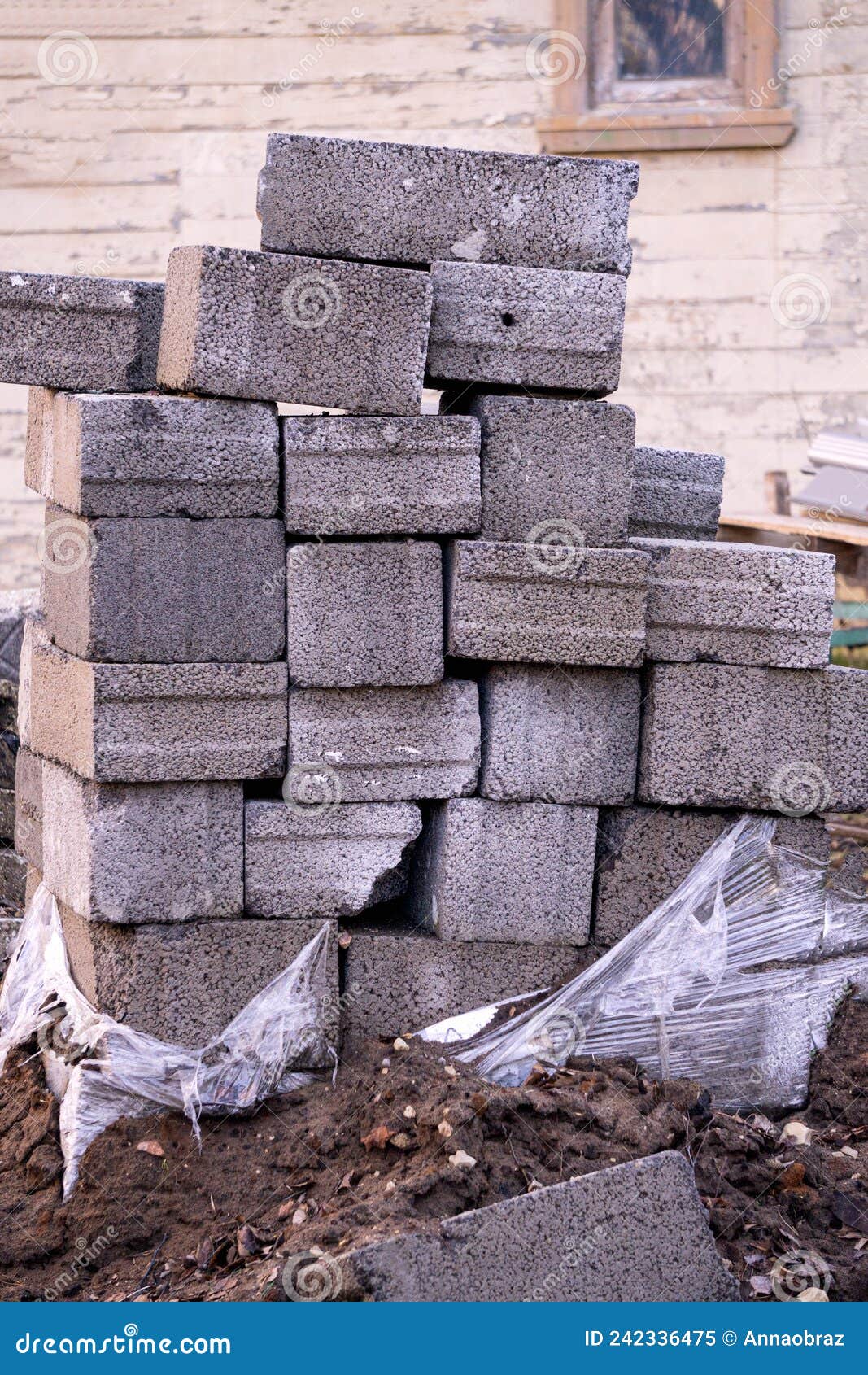A Pile of Cinder Blocks at a Construction Site Stock Image - Image of ...