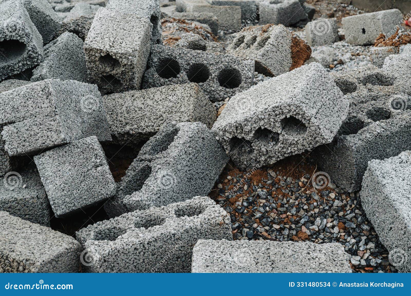 Cinder Blocks Lie On The Ground And Dried. On Cinder Block Production ...