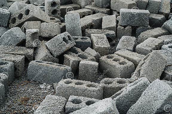 A Pile of Cinder Blocks on a Construction Site. Stock Image - Image of ...
