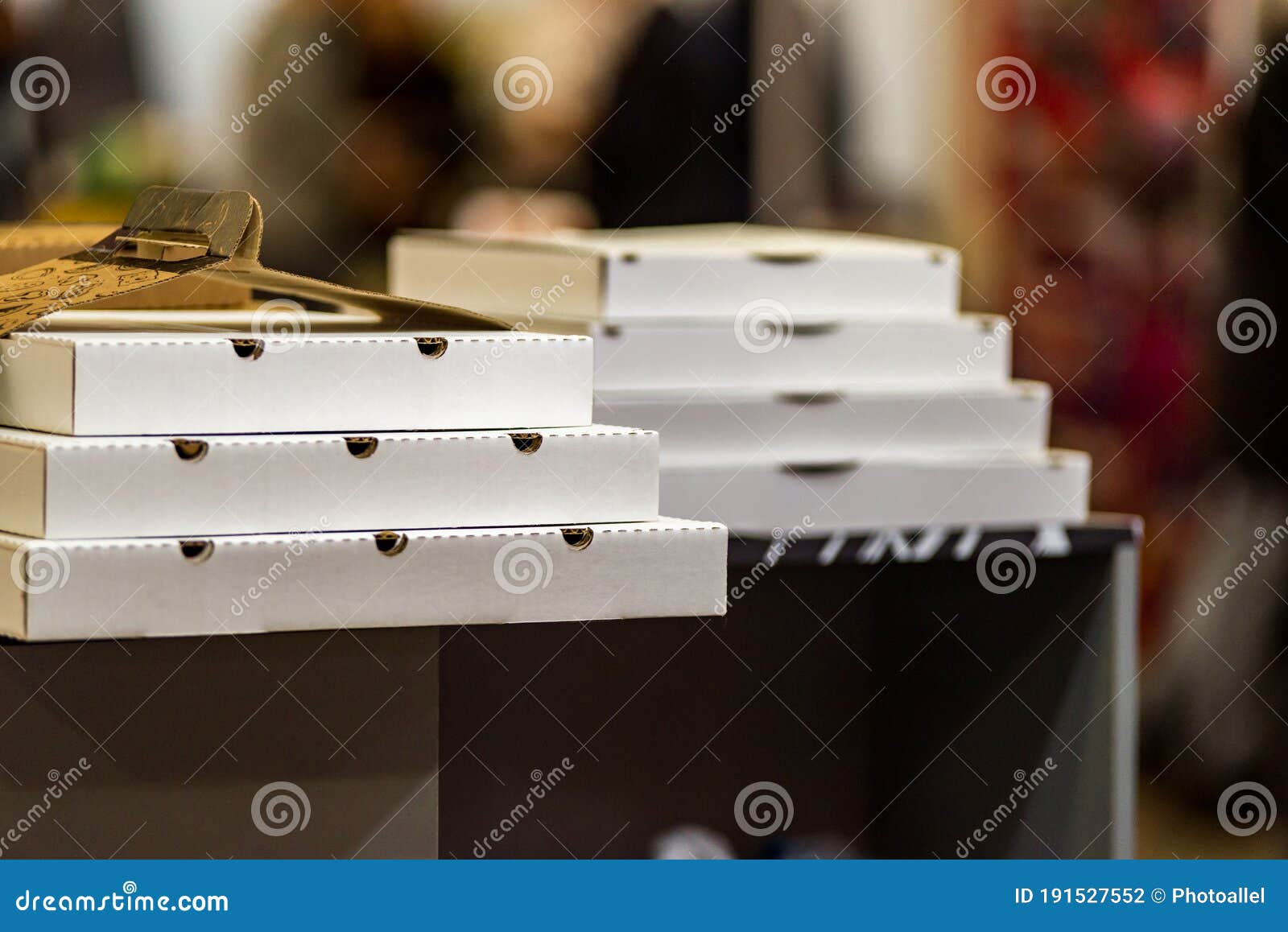 Pile of Clean Rmpty Pizza Boxes on the Table Stock Photo - Image of ...