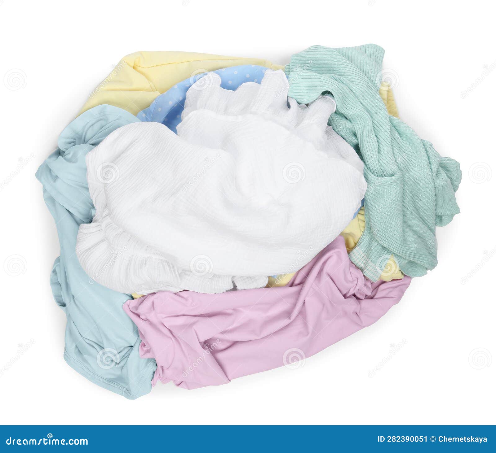 Pile of Clothes Isolated on White, Top View Stock Image - Image of ...