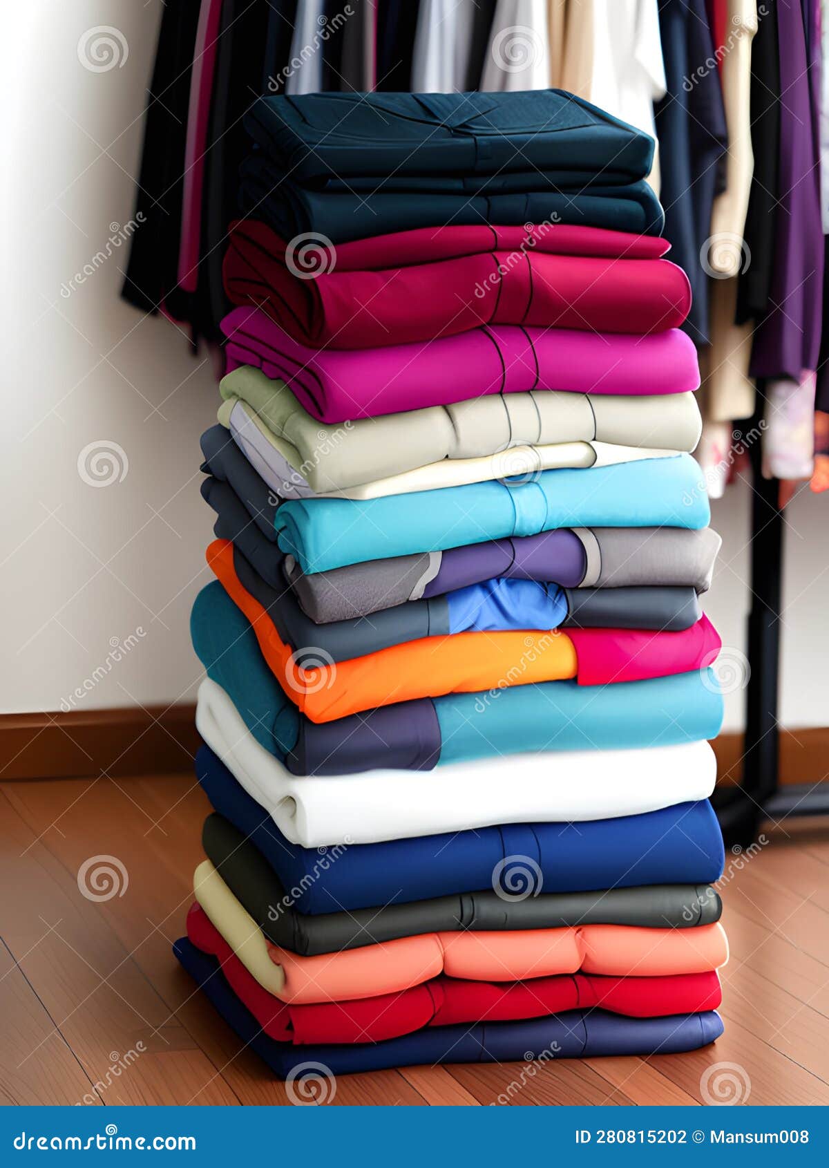 Pile of Clothes on Shelves in a Store, AI Generated Stock Illustration ...