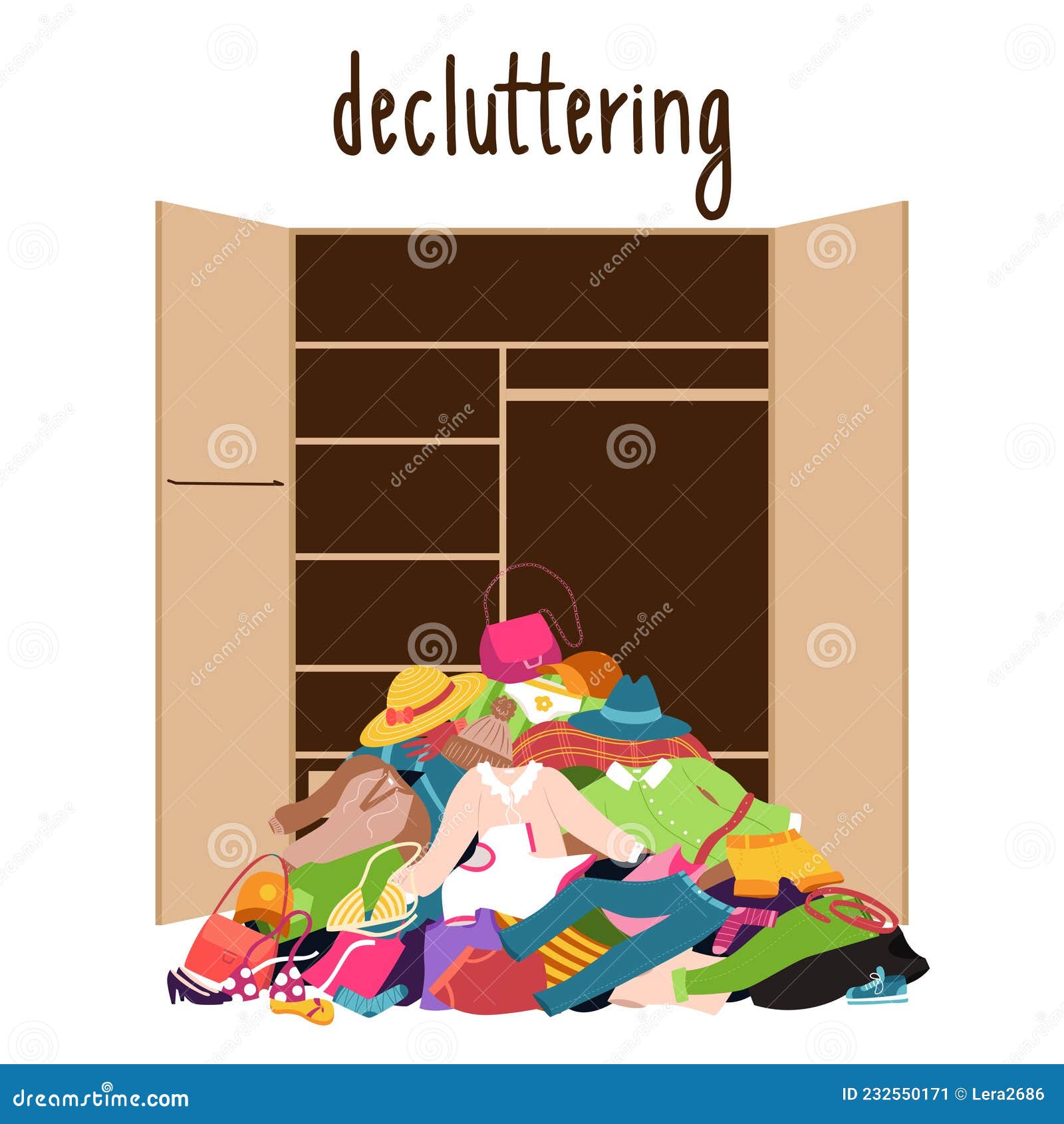 Empty Wardrobe Isolated On White Background. 3D Illustration Royalty ...