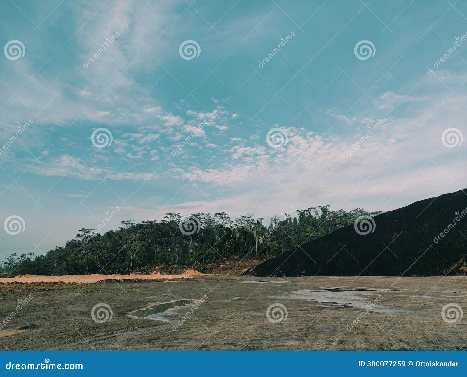 A Pile of Coal with a Very Beautiful Background of Trees and Clouds ...