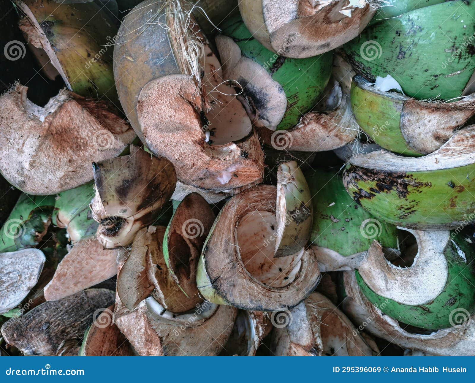 Pile of Coconut Waste Taken Close Up in a Horizontal Position Stock ...