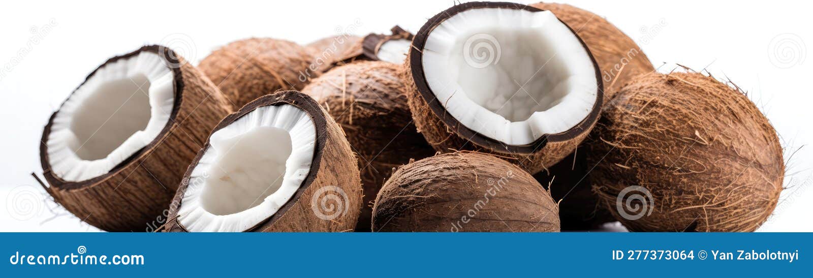 Pile of Coconut on a White Background. Generative AI Stock Illustration ...