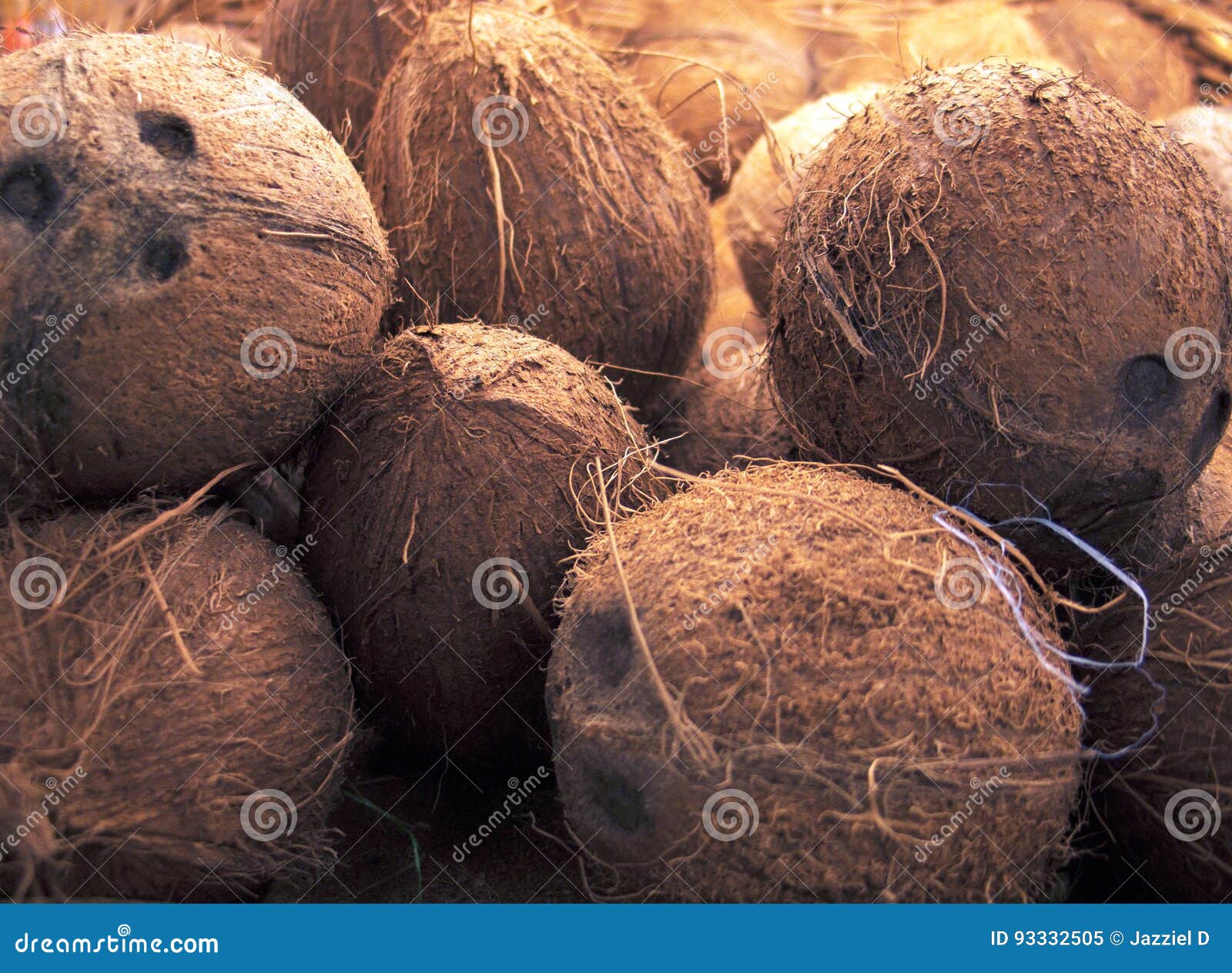 A Pile of Coconuts on the Counter Stock Image - Image of coconut, palm ...